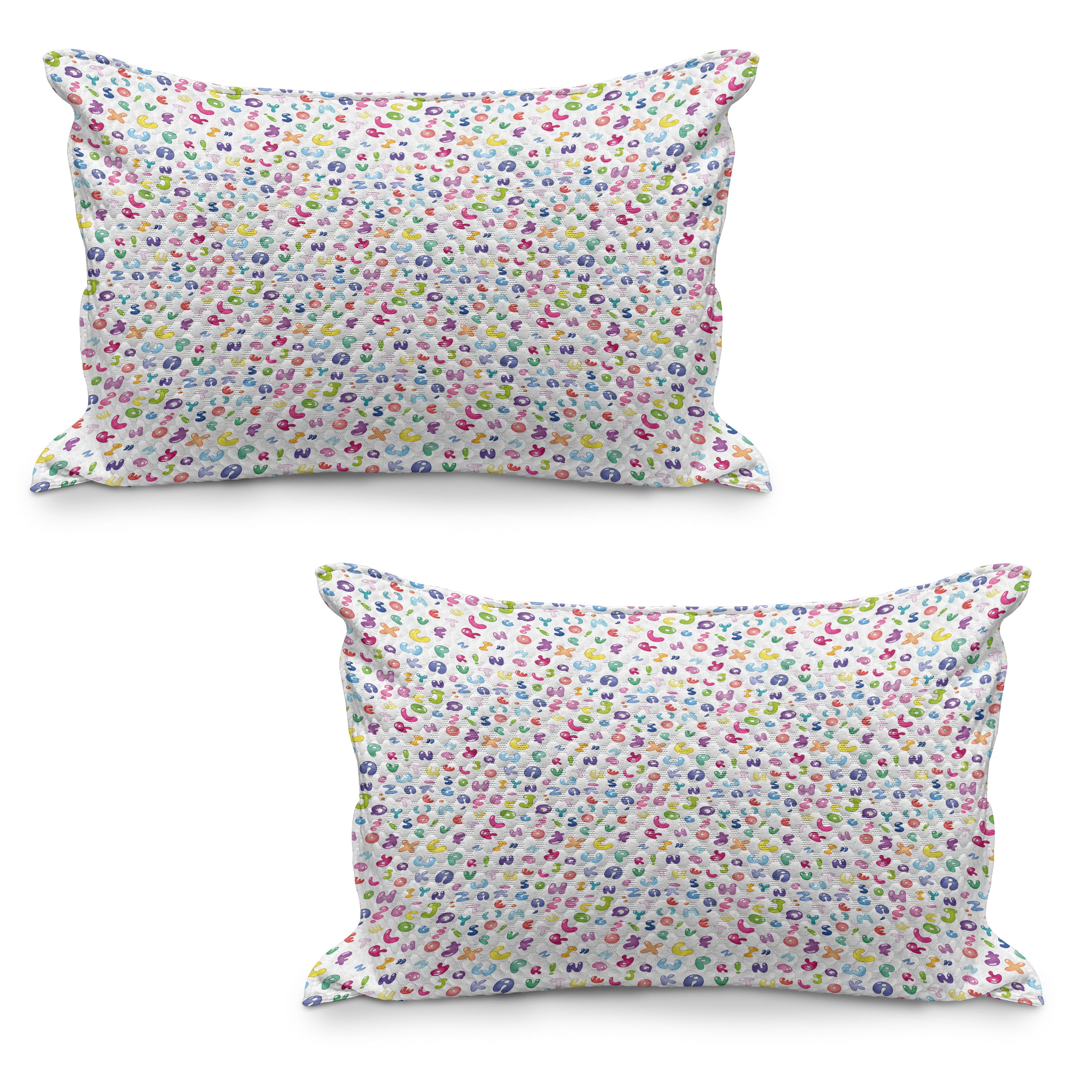ABC Quilted Pillowcover Set of 2, Colorful Alphabet Abc Bubble Letters ...