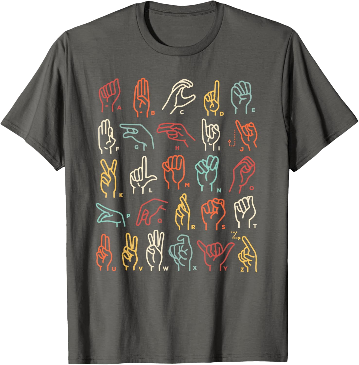 ABC Sign Language Chart Teacher Hand Letter Alphabet ASL T-Shirt100 ...