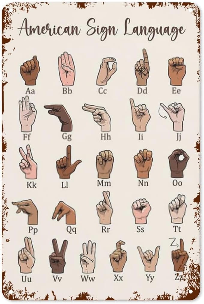 ABC Sign language poster, ASL alphabet for kids, boho classroom decor ...