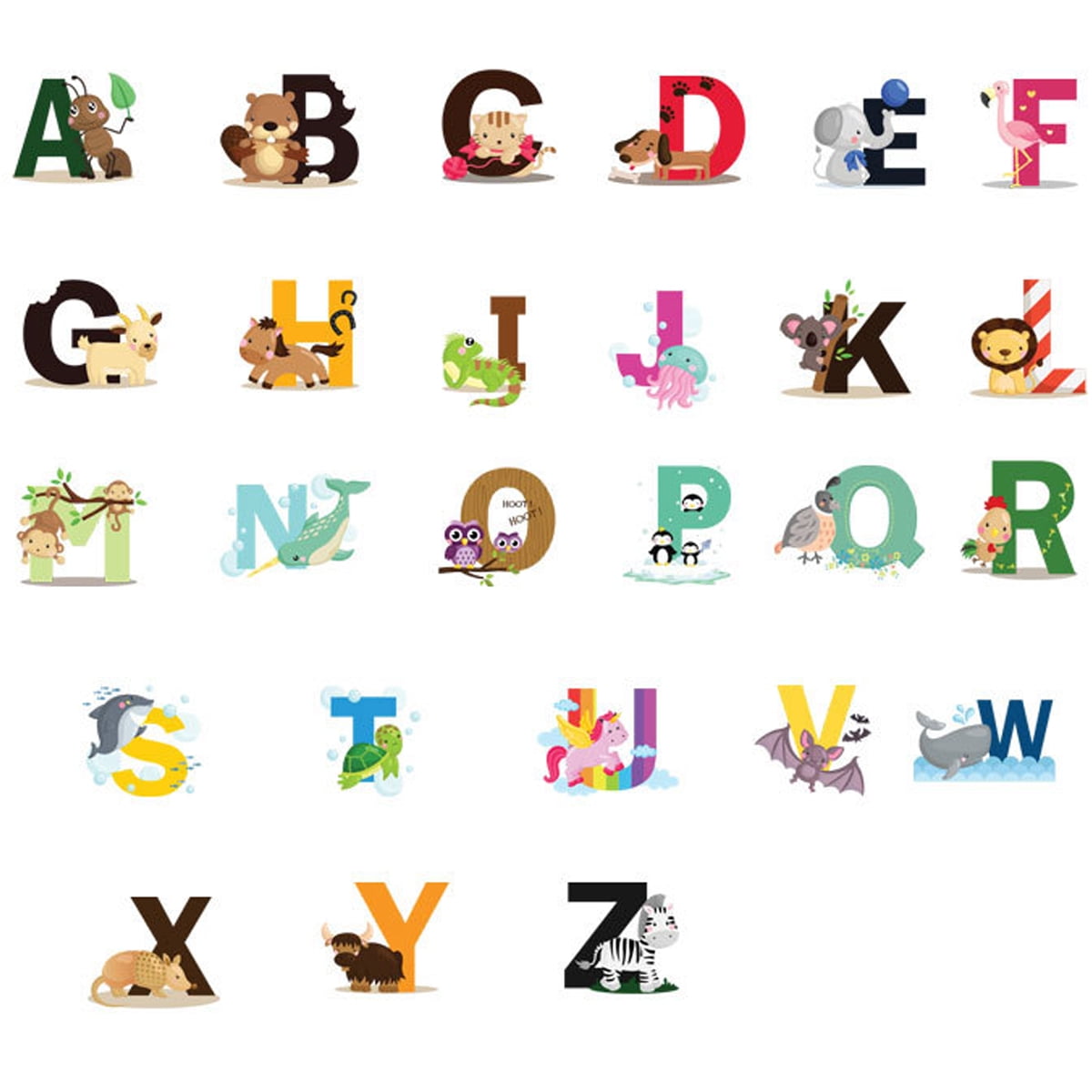 ABC Stickers Alphabet Decals - Animal Alphabet Wall Decals - Wall ...