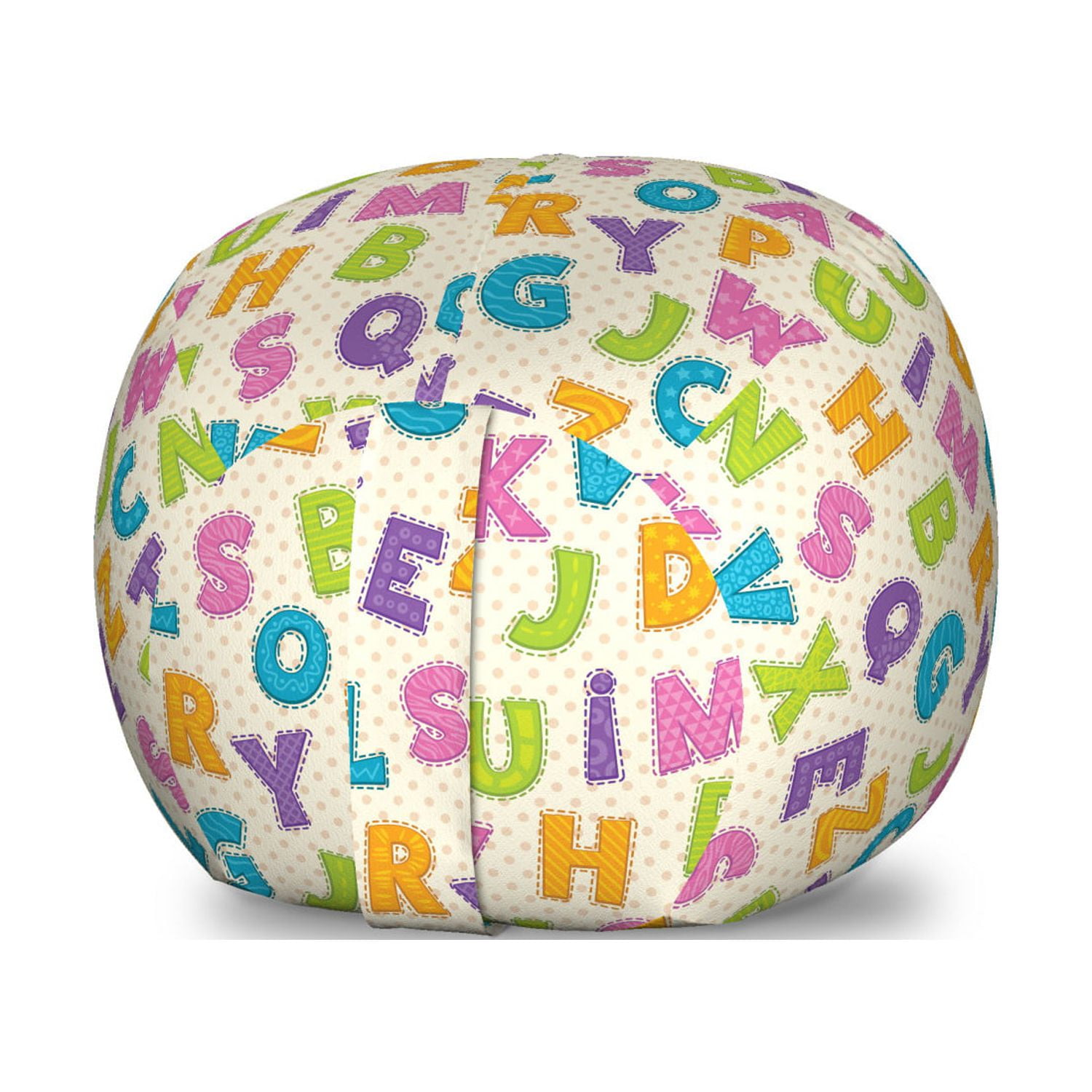 ABC Storage Toy Bag Chair, Funny Letters in Lively Colors Cartoon Style ABC Alphabet on Polka ...
