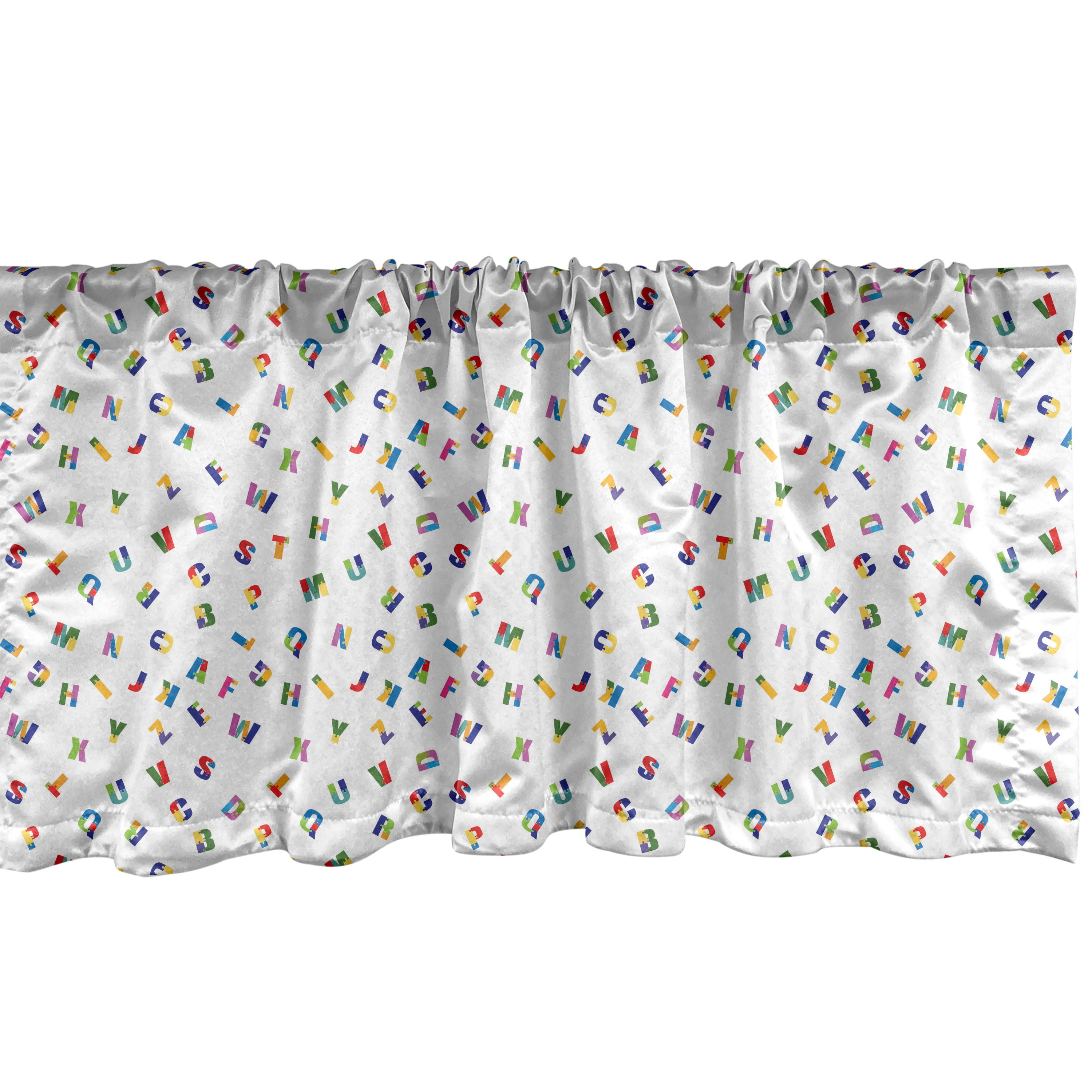 Ambesonne ABC Theme Window Valance, Cartoon Alphabet Print, 42" x 12 ...