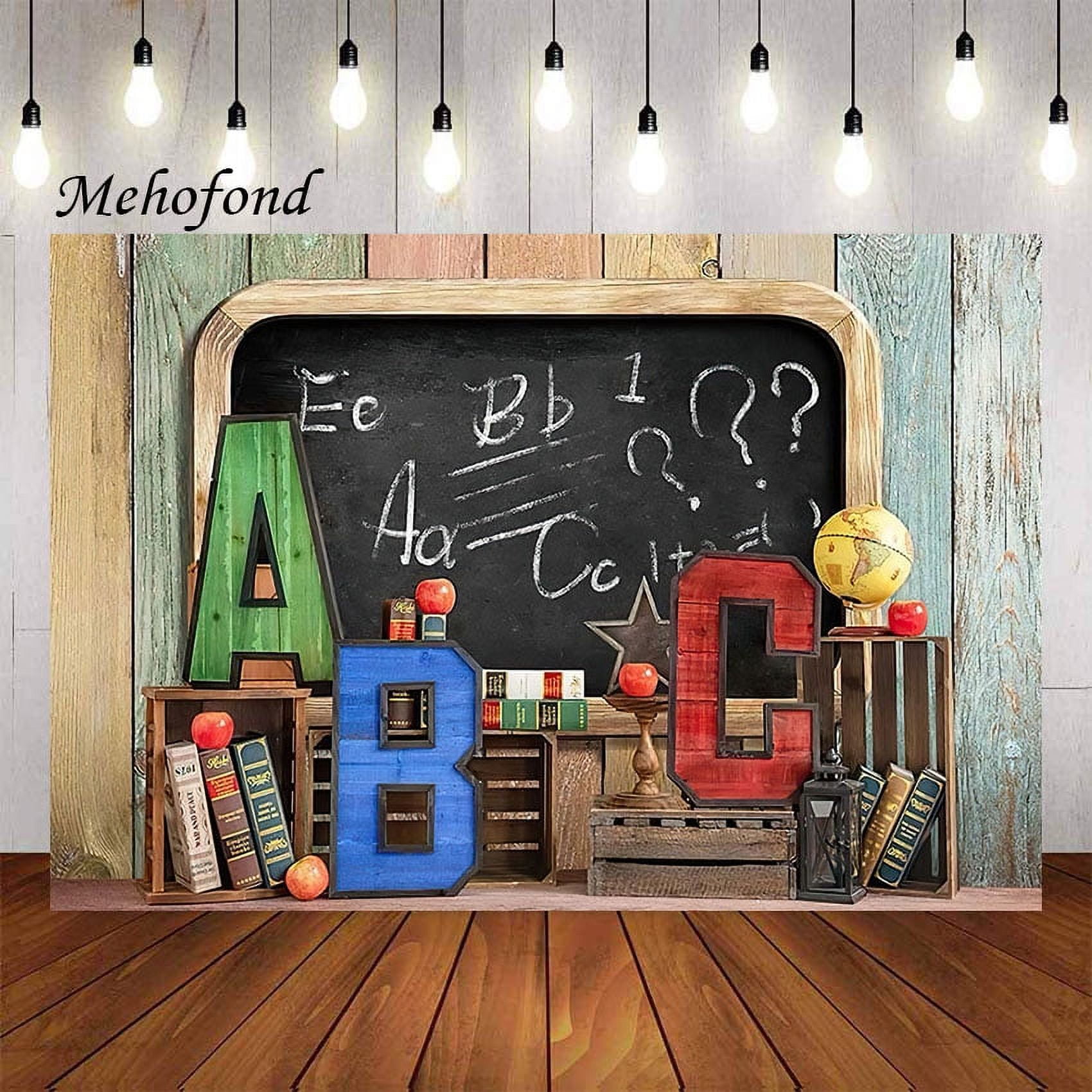 ABC Welcome Back To School Chalkboard Wooden Wall Kid Birthday Party r ...