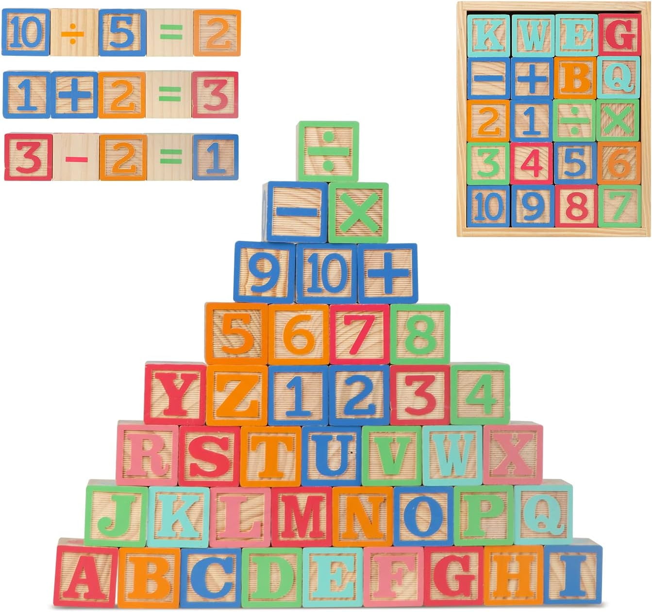 ABC Wooden Building Blocks for Toddlers 3 Large, 40 PCS Alphabet ...