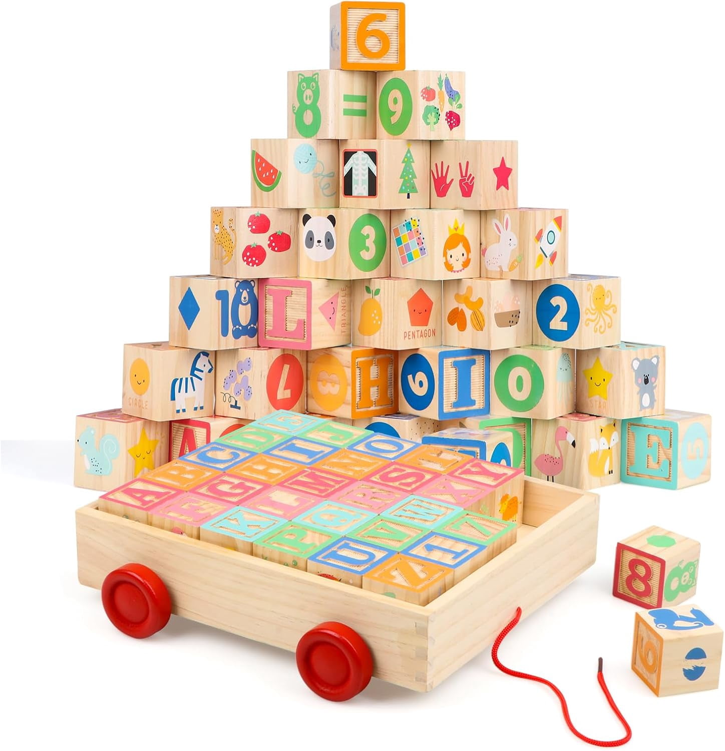 ABC Wooden Building Blocks for Toddlers 3 Large, 40 PCS Alphabet ...