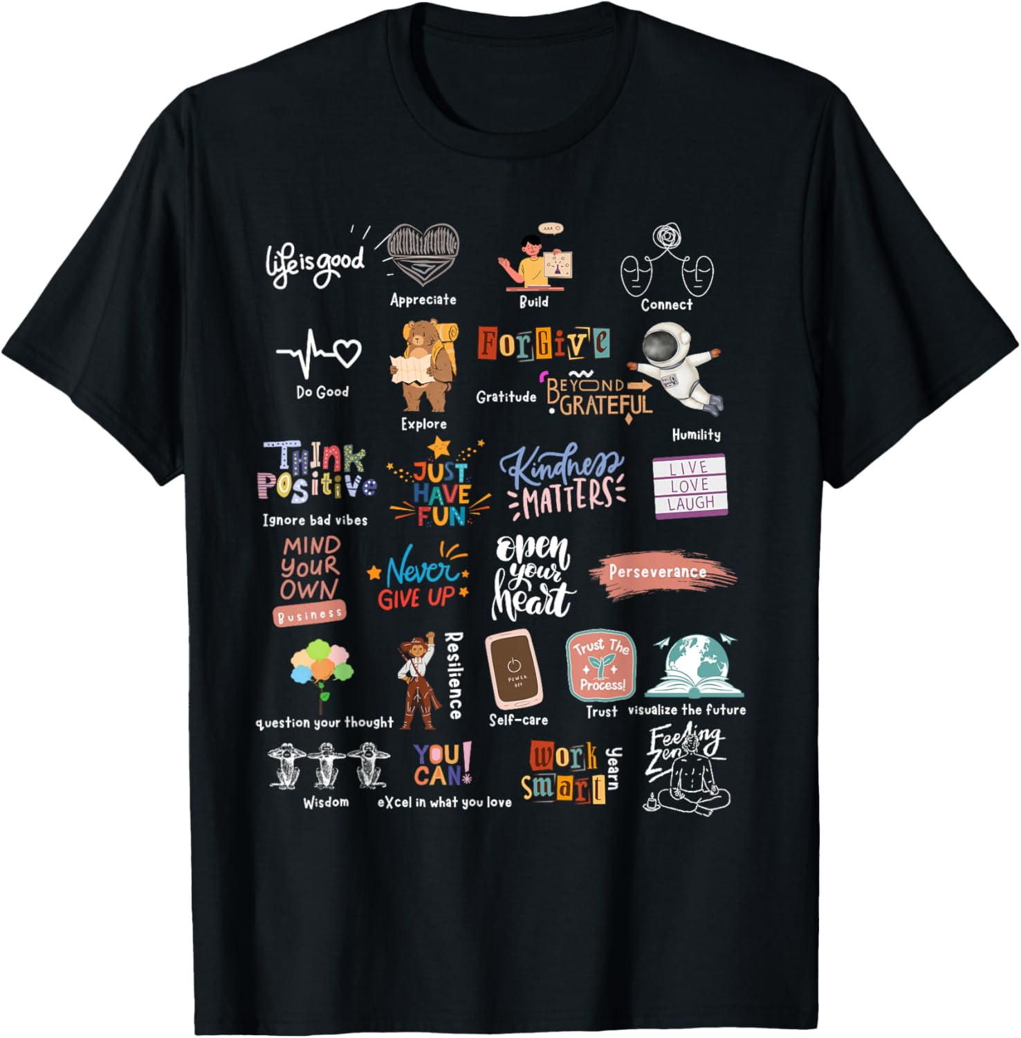 ABC of Positive and Encouraging Words T-Shirt - Walmart.com