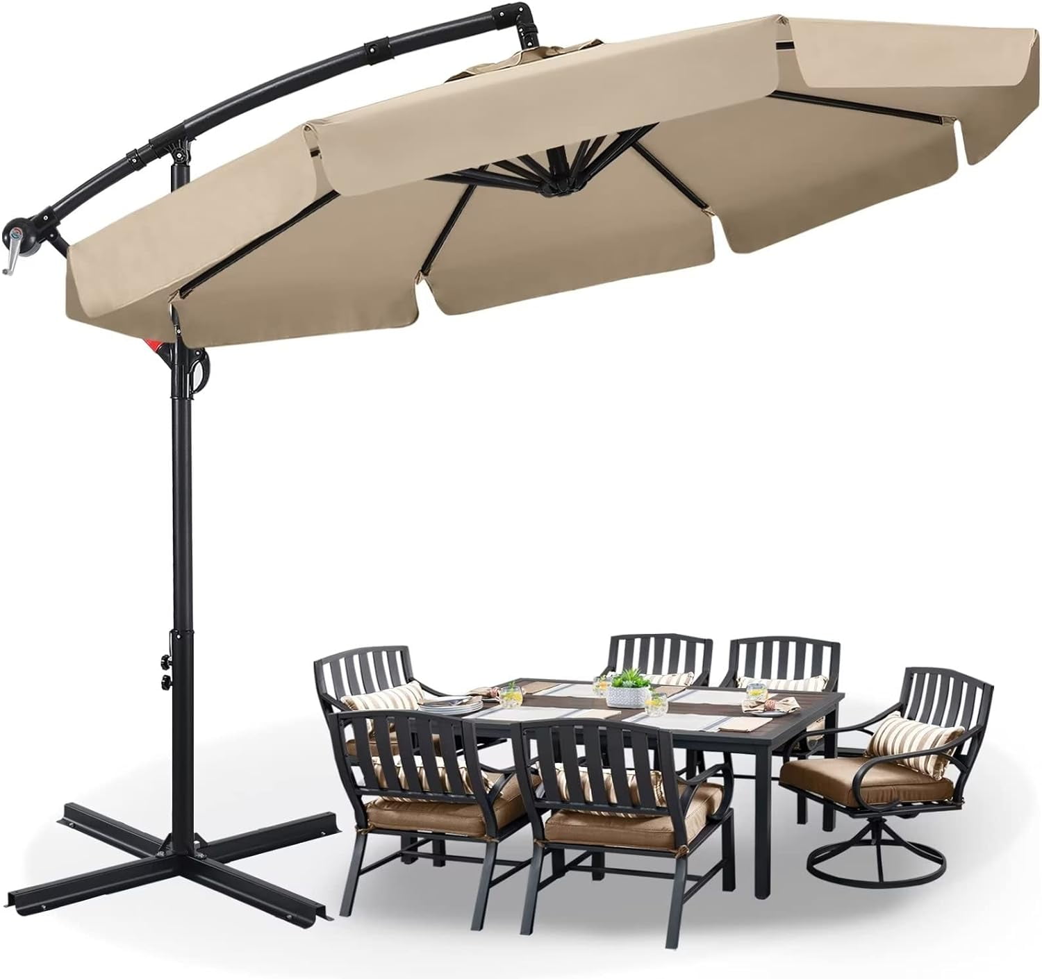 ABCCANOPY 10 FT Cantilever Patio Umbrella, Scalloped Edge, For Outdoor ...