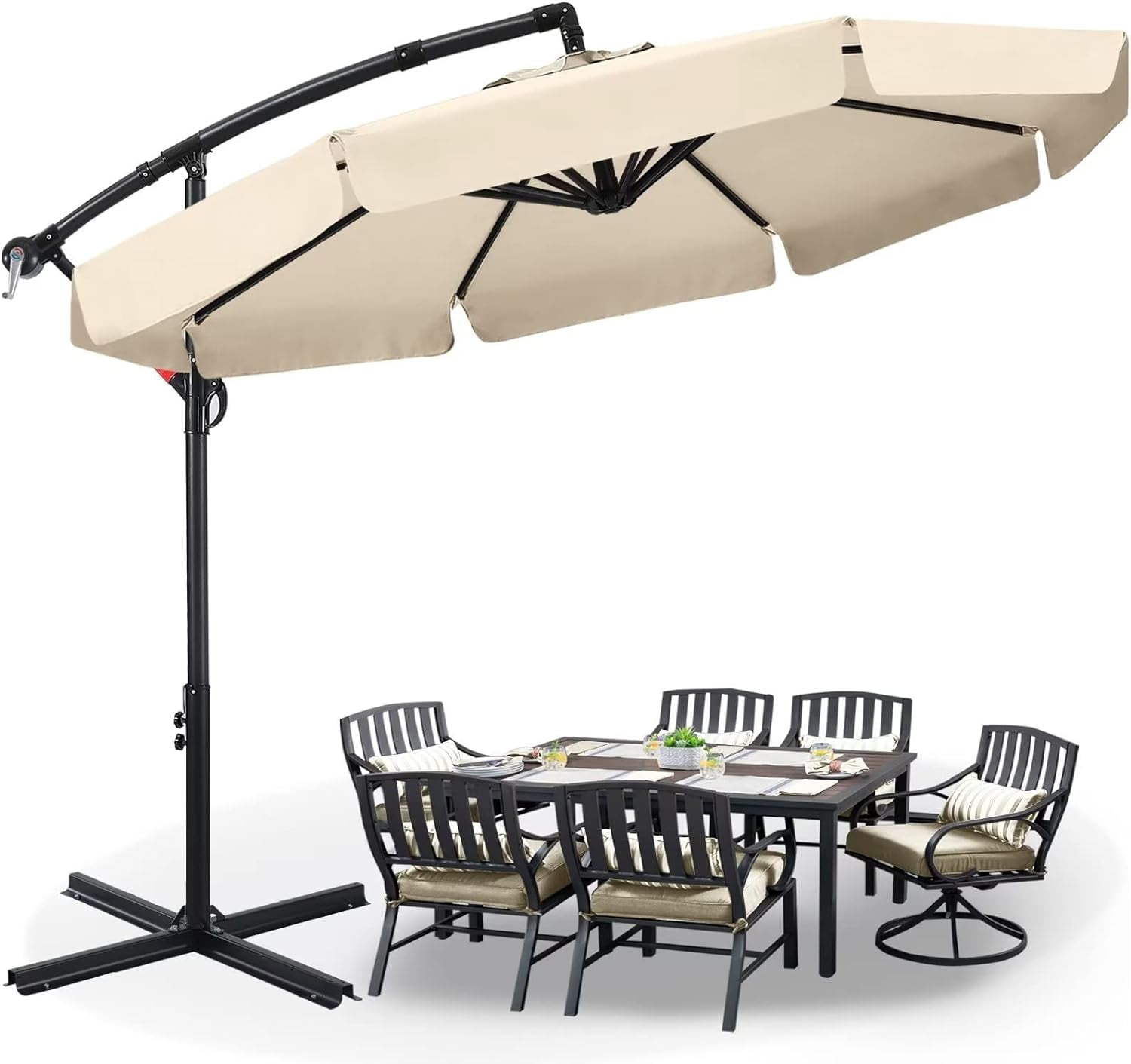 ABCCANOPY 10 FT Cantilever Patio Umbrella with Scalloped Edge for ...