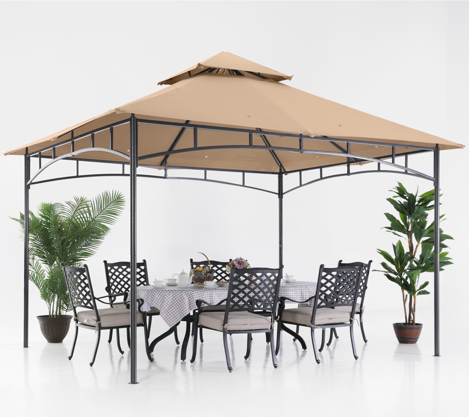 ABCCANOPY 10'x12' Patio Gazebo With Double Soft Roof Canopies for Shade ...