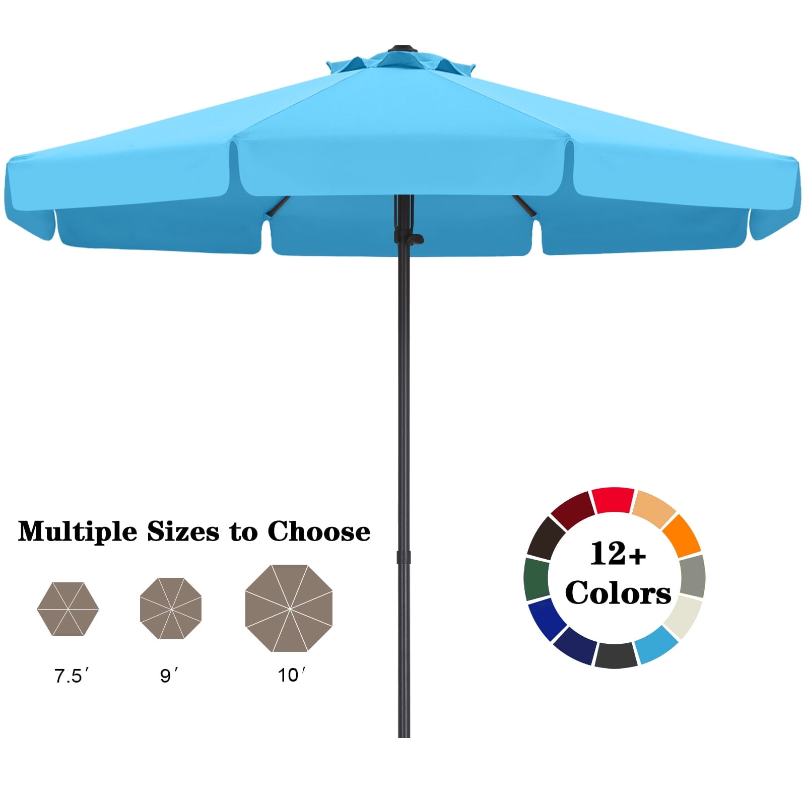 ABCCANOPY 10ft Turquoise Patio Umbrella, Outdoor Market Umbrella with ...