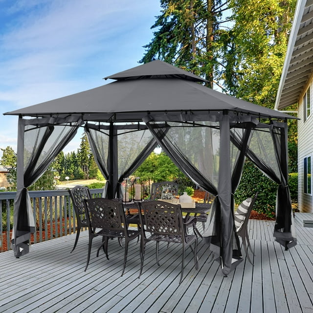 ABCCANOPY 11'x11' Outdoor Gazebo, Waterproof, Mosquito Netting, Double ...