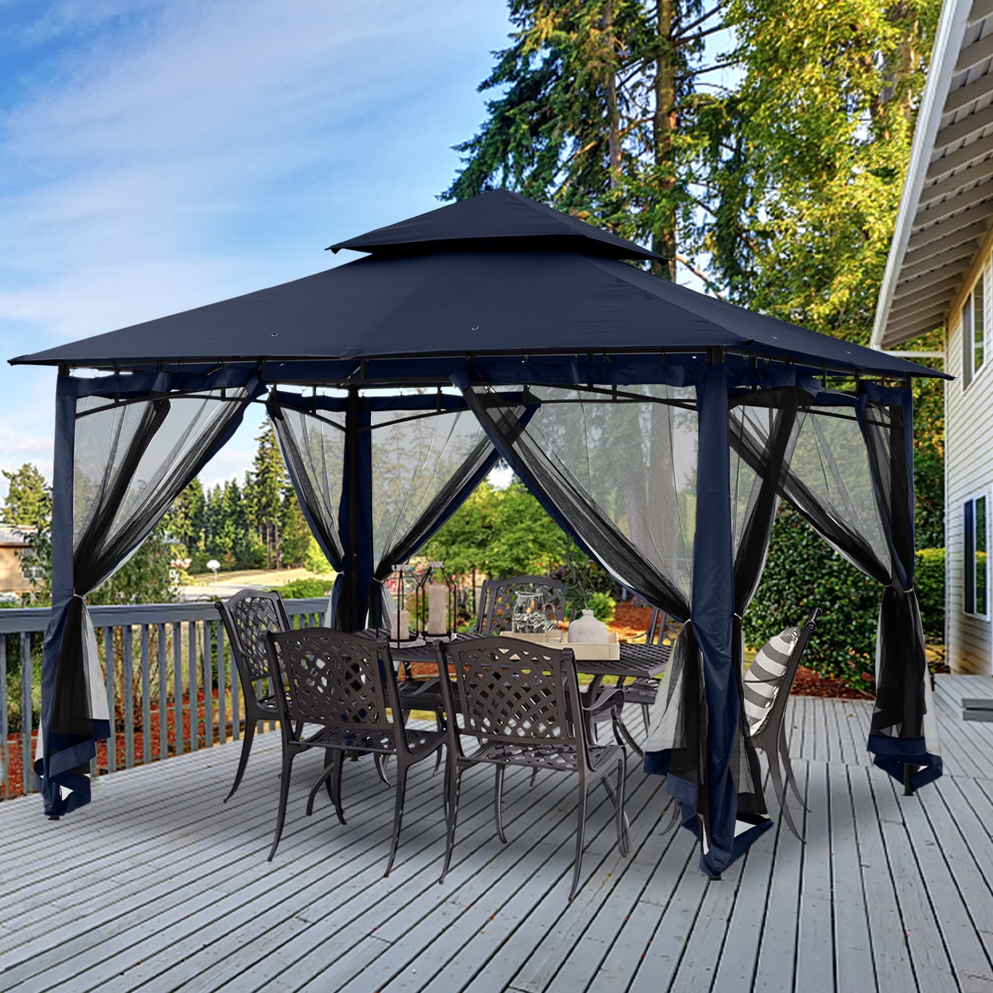 ABCCANOPY Waterproof 11'x11' Patio Gazebo with Mosquito Netting, Double ...