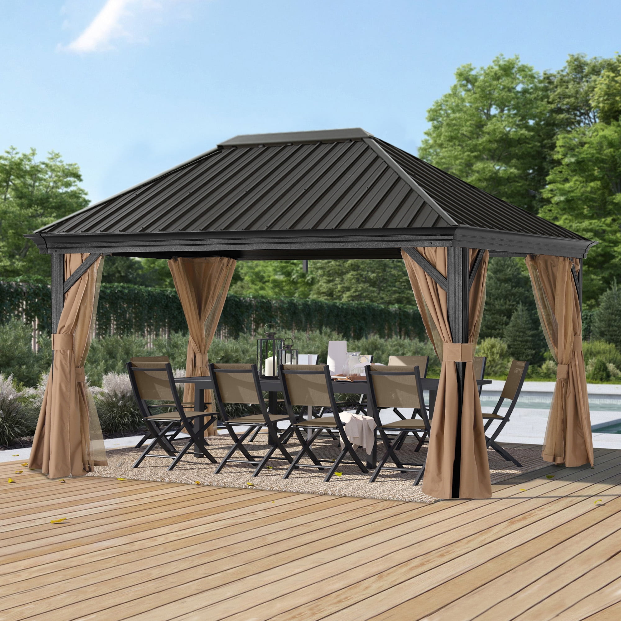 ABCCANOPY 12x16 Outdoor Galvanized Steel Single Roof Permanent Aluminum ...