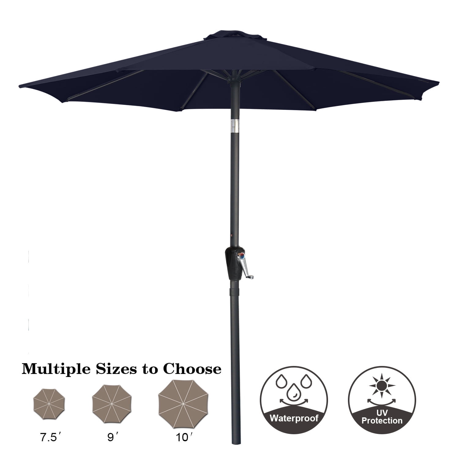 ABCCANOPY 7.5FT Patio Umbrella with Push Button Tilt,13+Colors, Navy ...
