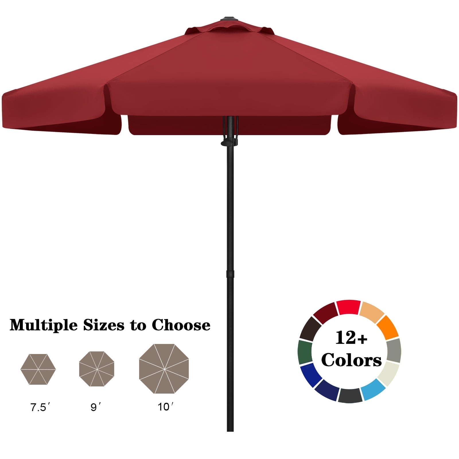 ABCCANOPY 7.5ft Outdoor Market Hand Push Patio Umbrella With Hanging ...