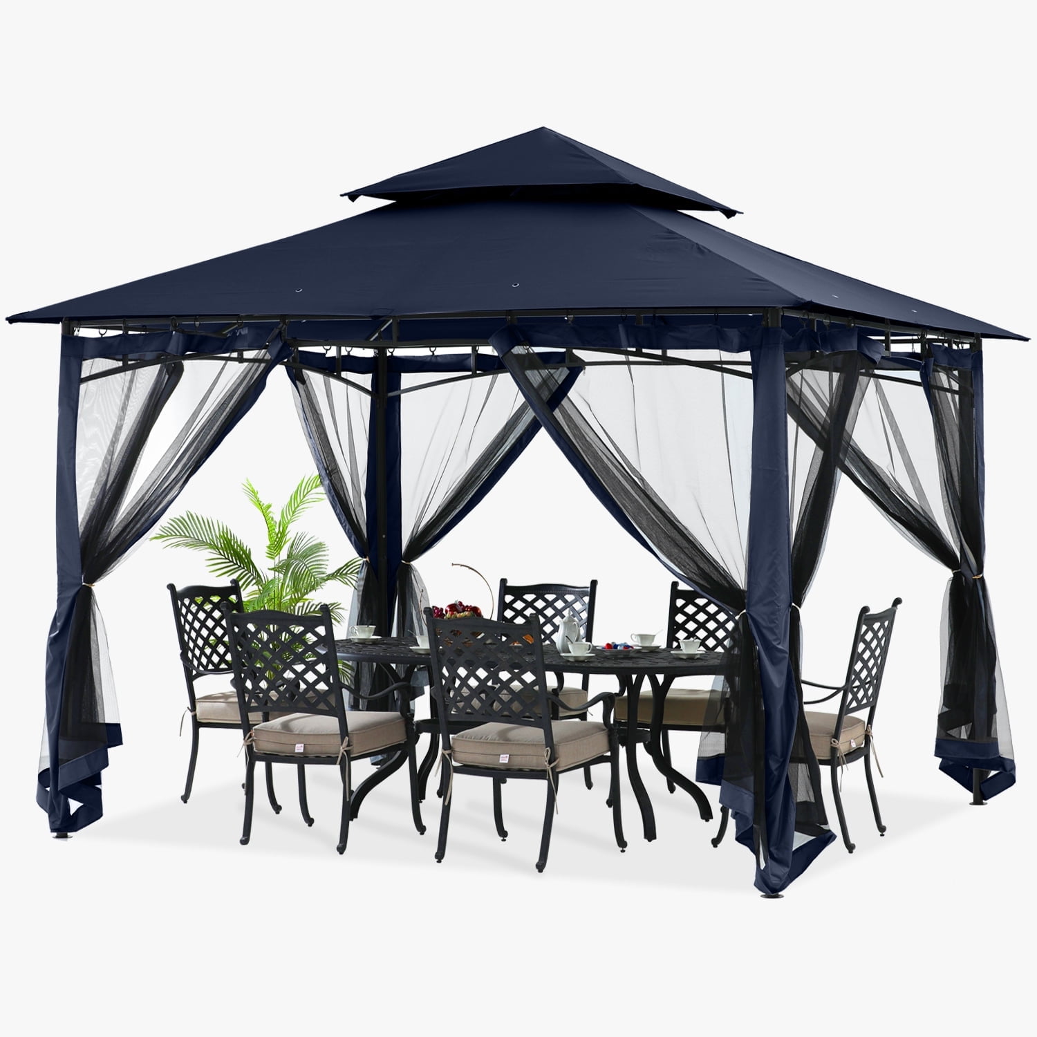 ABCCANOPY Waterproof 9'x9' Gazebo with Mosquito Netting, Double Roof ...