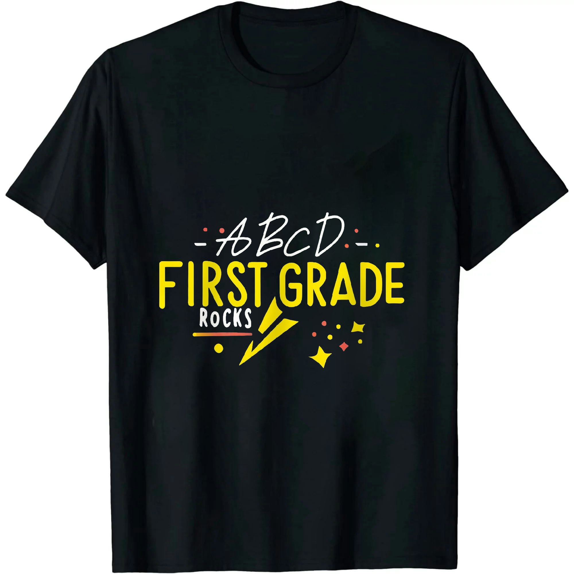 ABCD First Grade Rocks Back To School Teacher Lighting Bolt T-Shirt ...