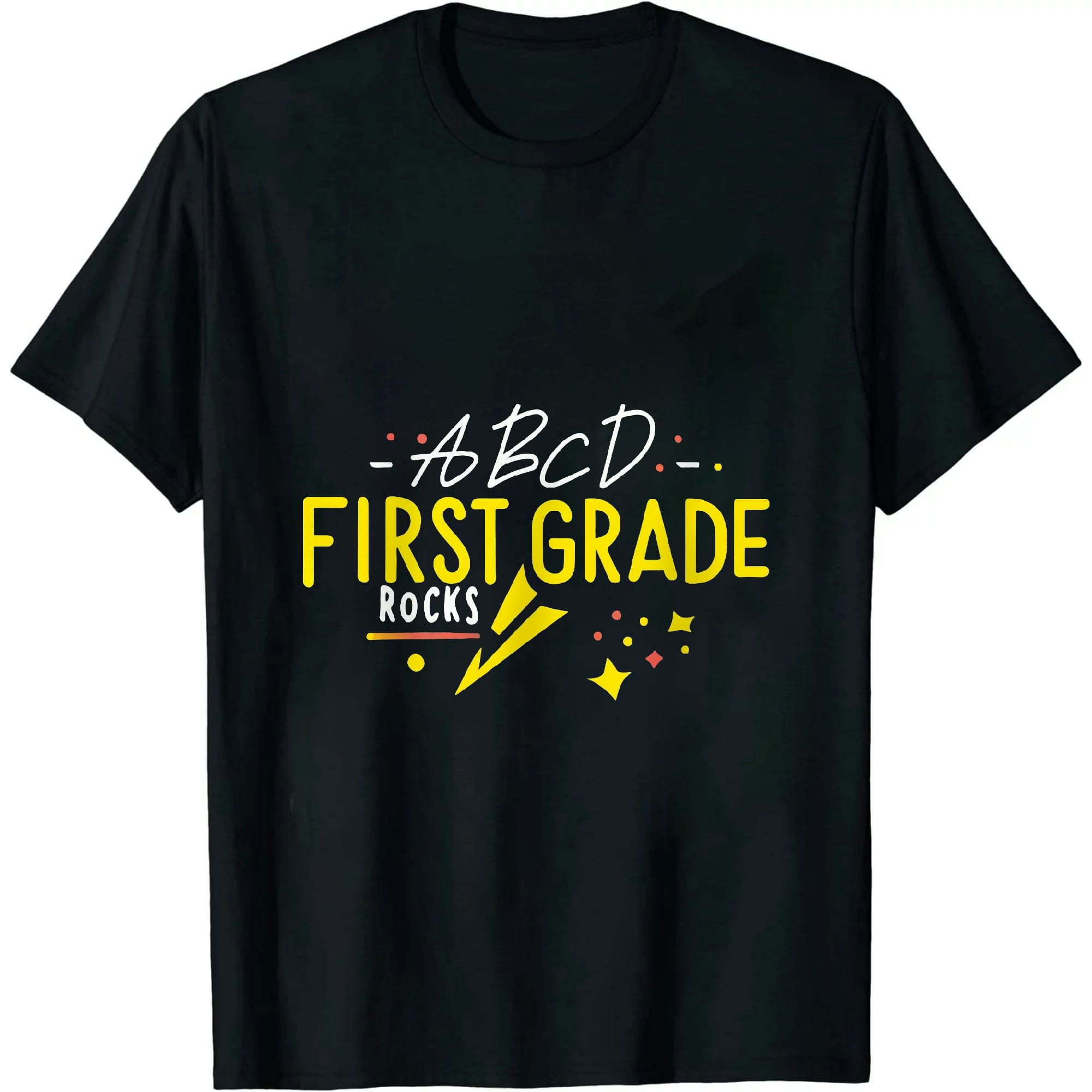 ABCD First Grade Rocks Back To School Teacher Lighting Bolt T-Shirt ...