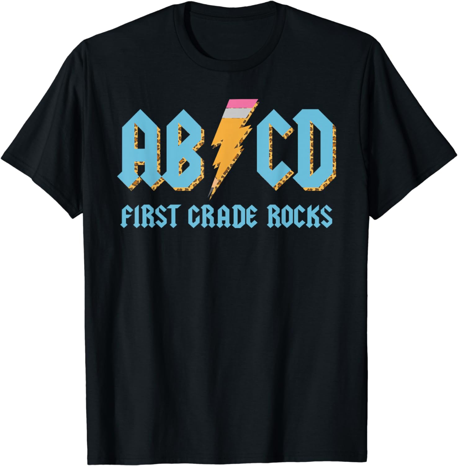 ABCD Pencil Leopard 1st Grade Rocks Back To School Teacher Cotton T ...