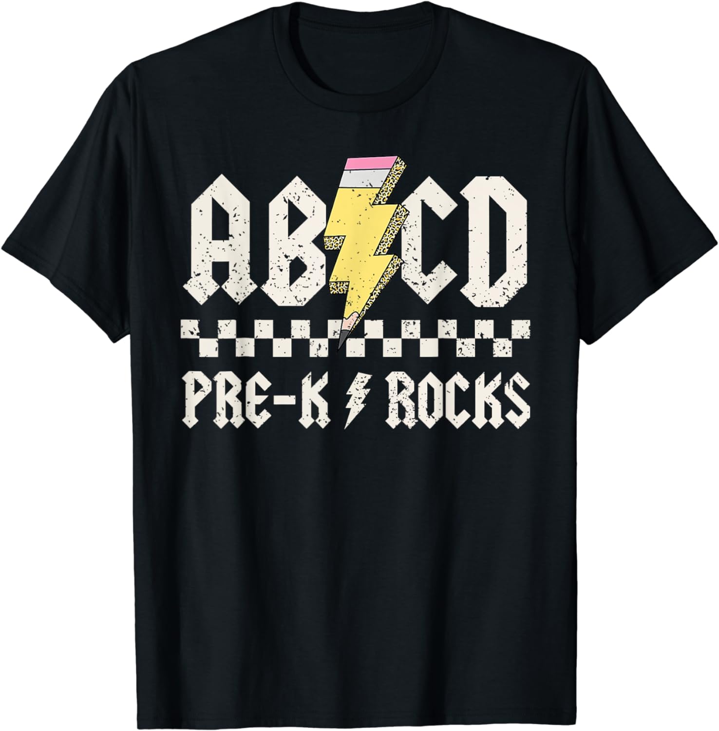 ABCD Pre-K Rocks Pencil Lightning Leopard Students Teachers T-Shirt ...