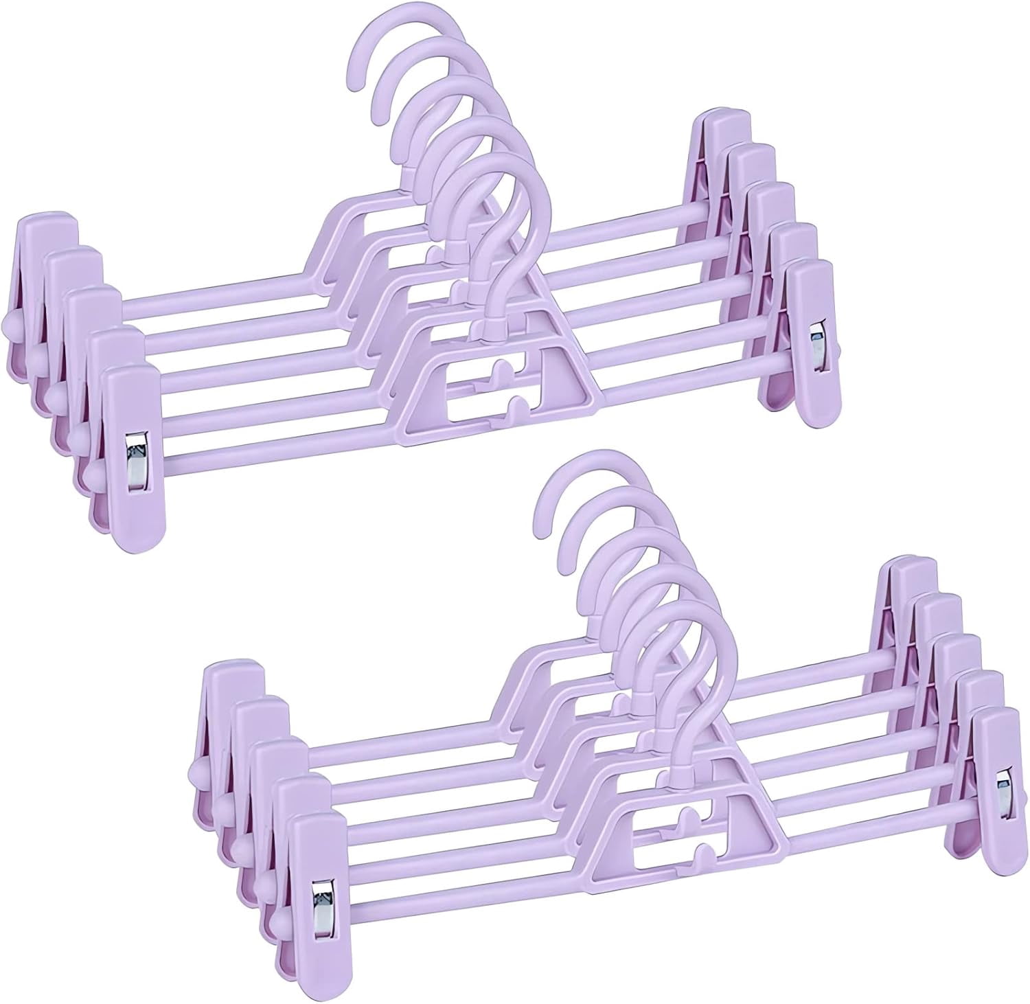 ABCISI 10 Pack Plastic Pant Hangers with Clips, Space Saving Skirts ...
