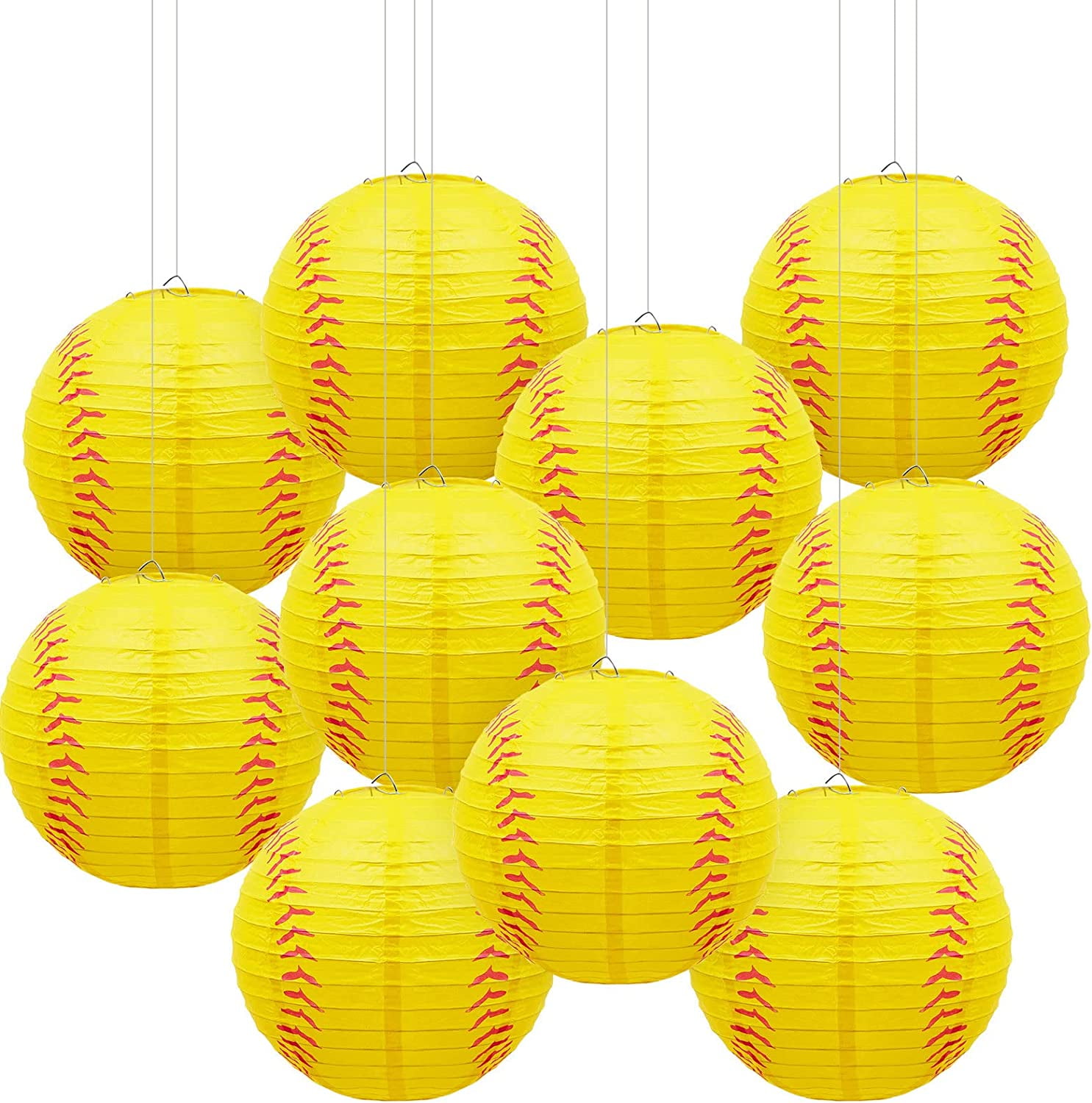 ABCISI 10 Pieces Softball Paper Lantern, 8 Inches Softball Hanging ...