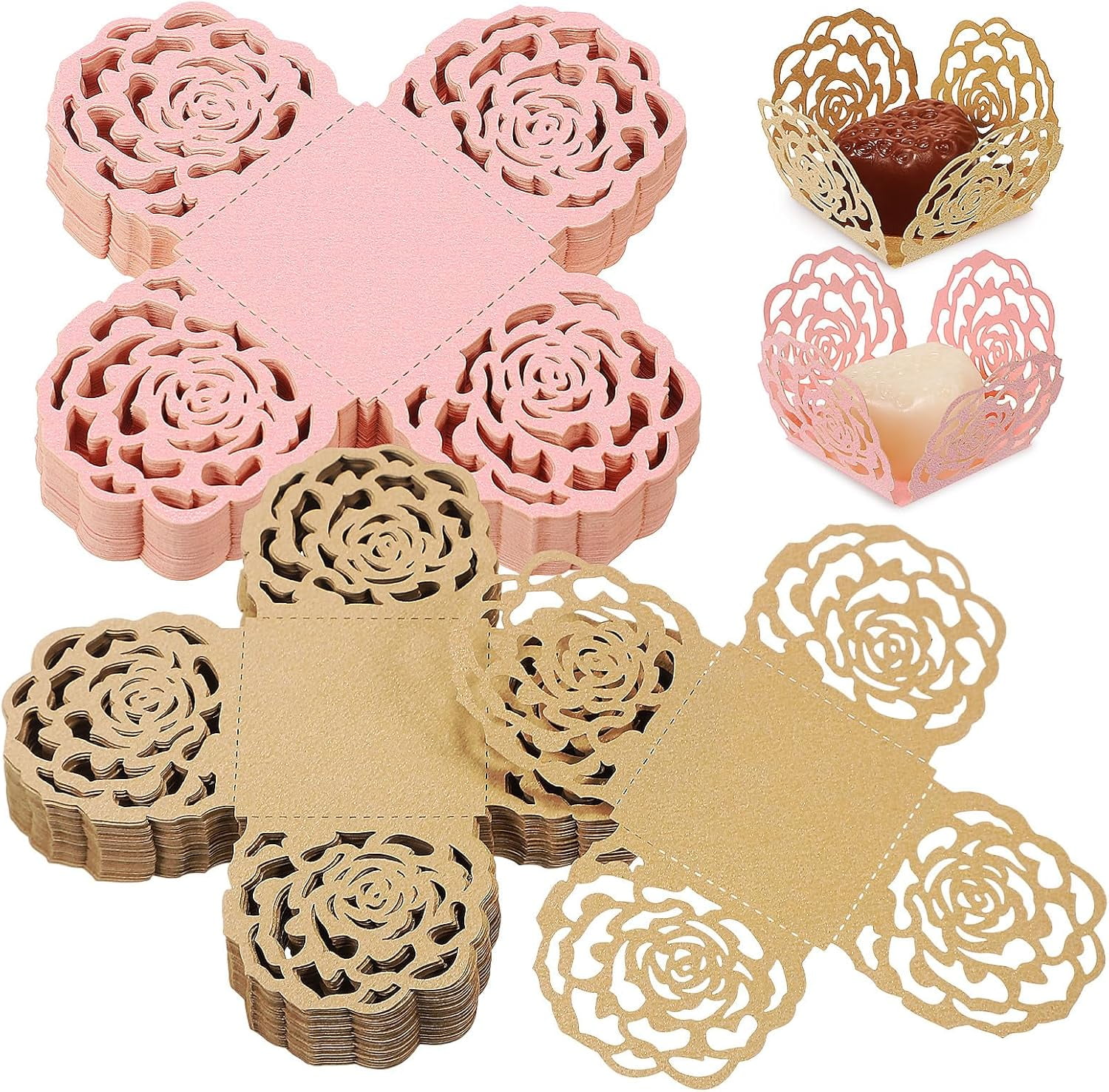 ABCISI 100Pcs Truffle Wrappers Chocolate Wrappers Flower Truffle ...