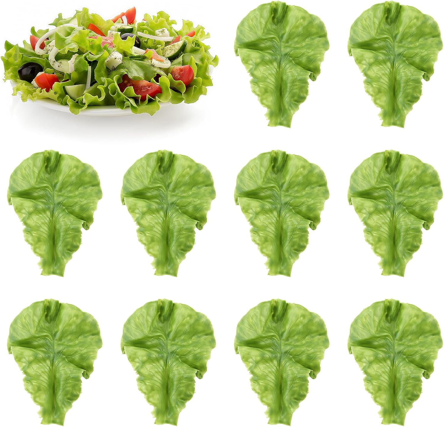 ABCISI 10PCS Realistic Artificial Green Lettuce Leaf, Plastic ...