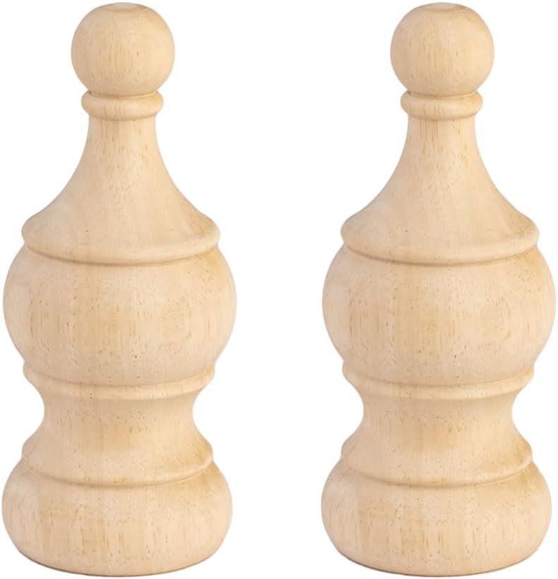 ABCISI 2 Pack Unfinished Wooden Finials for Bed Posts, 5.9