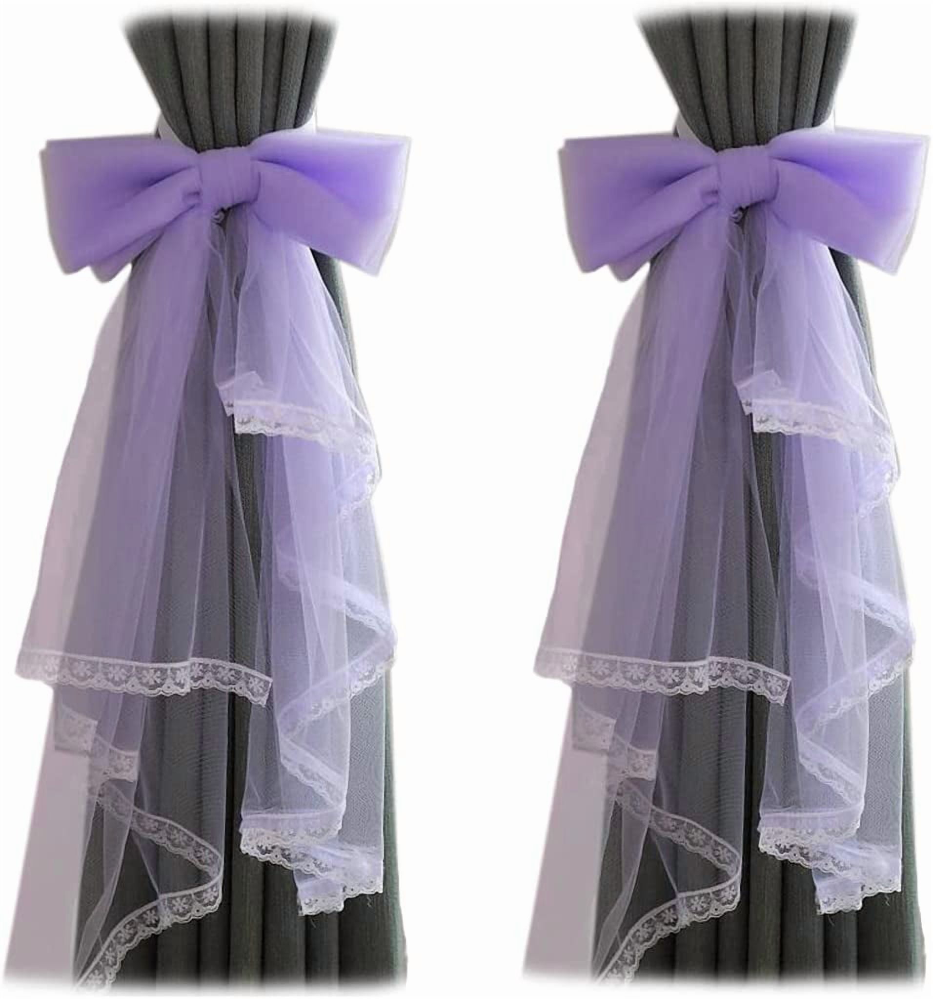 ABCISI 2 Pcs Lace Bow Curtain Tiebacks, Fairy Fabric Curtain Tie Straps ...