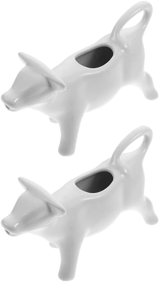 ABCISI 2Pcs Ceramic Creamer Pitcher Cow Shape Milk Jug Coffee Milk ...