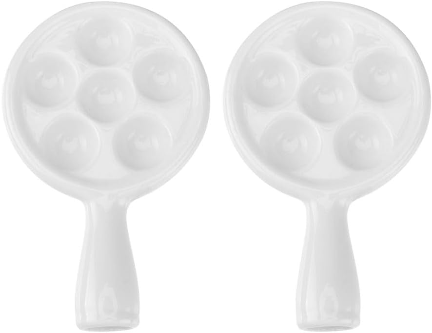 ABCISI 2Pcs Ceramic Escargot Plates with 6 Holes,Escargot Baking Dish ...