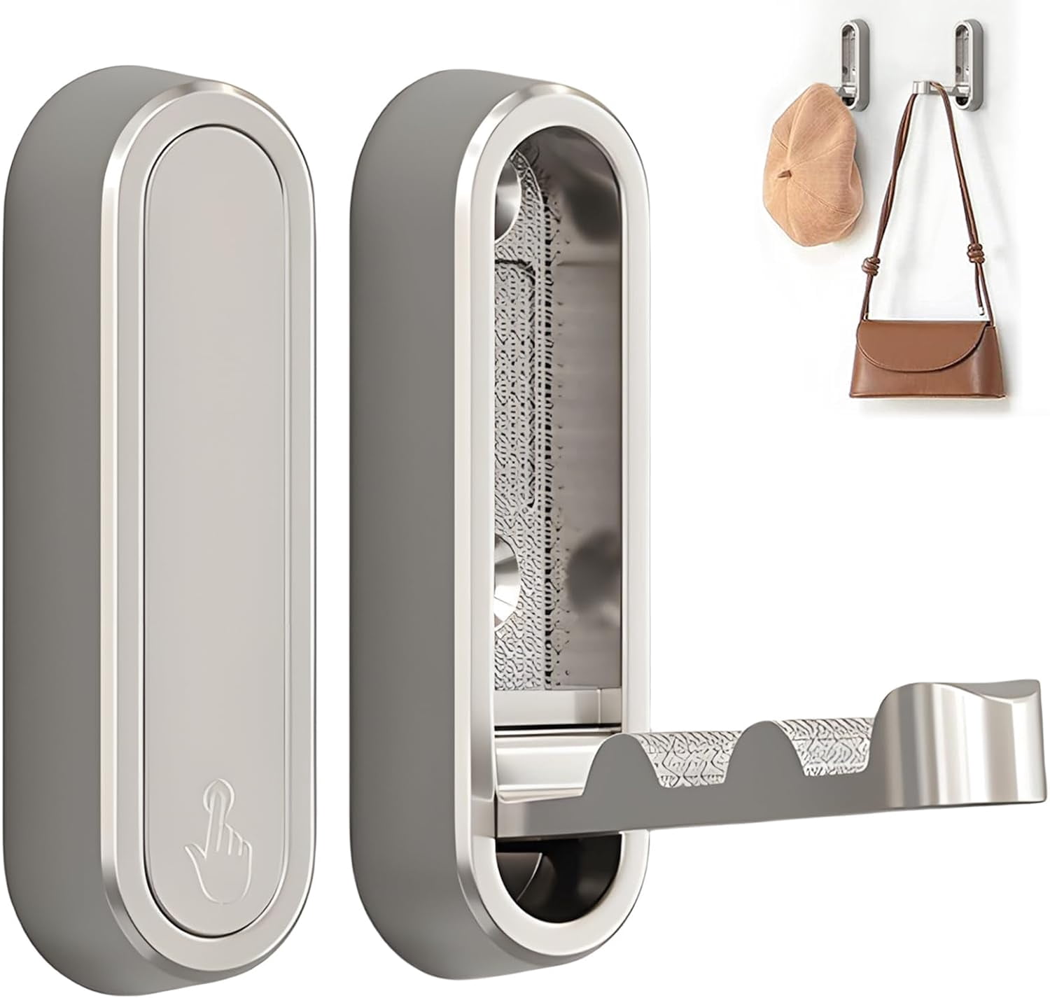 ABCISI 2Pcs Foldable Wall Hooks, Zinc Alloy Folding Hook Silver, Heavy ...
