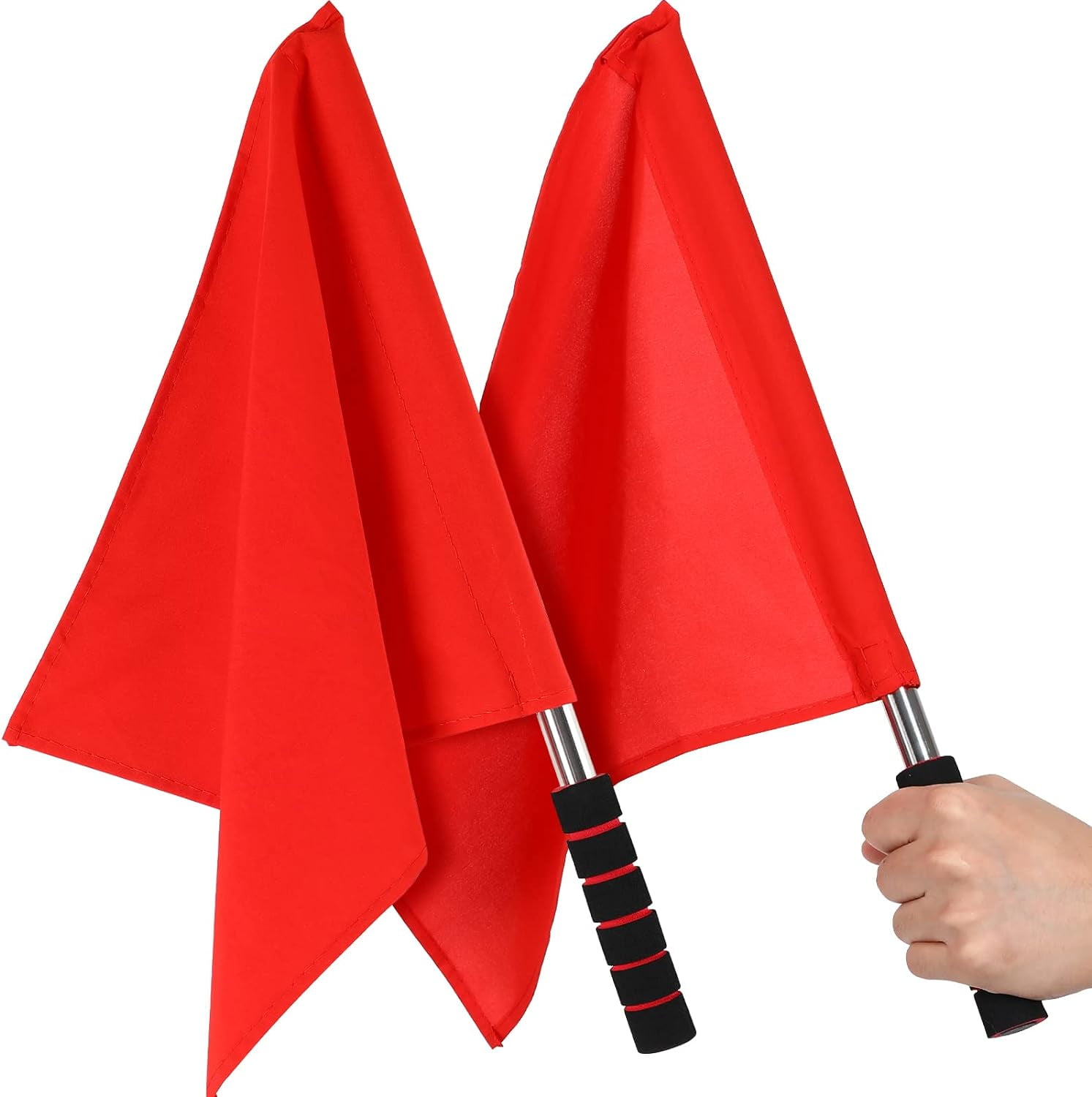 ABCISI 2Pcs Referee Flags, Stainless Steel Hand Flag with Sponge Handle ...