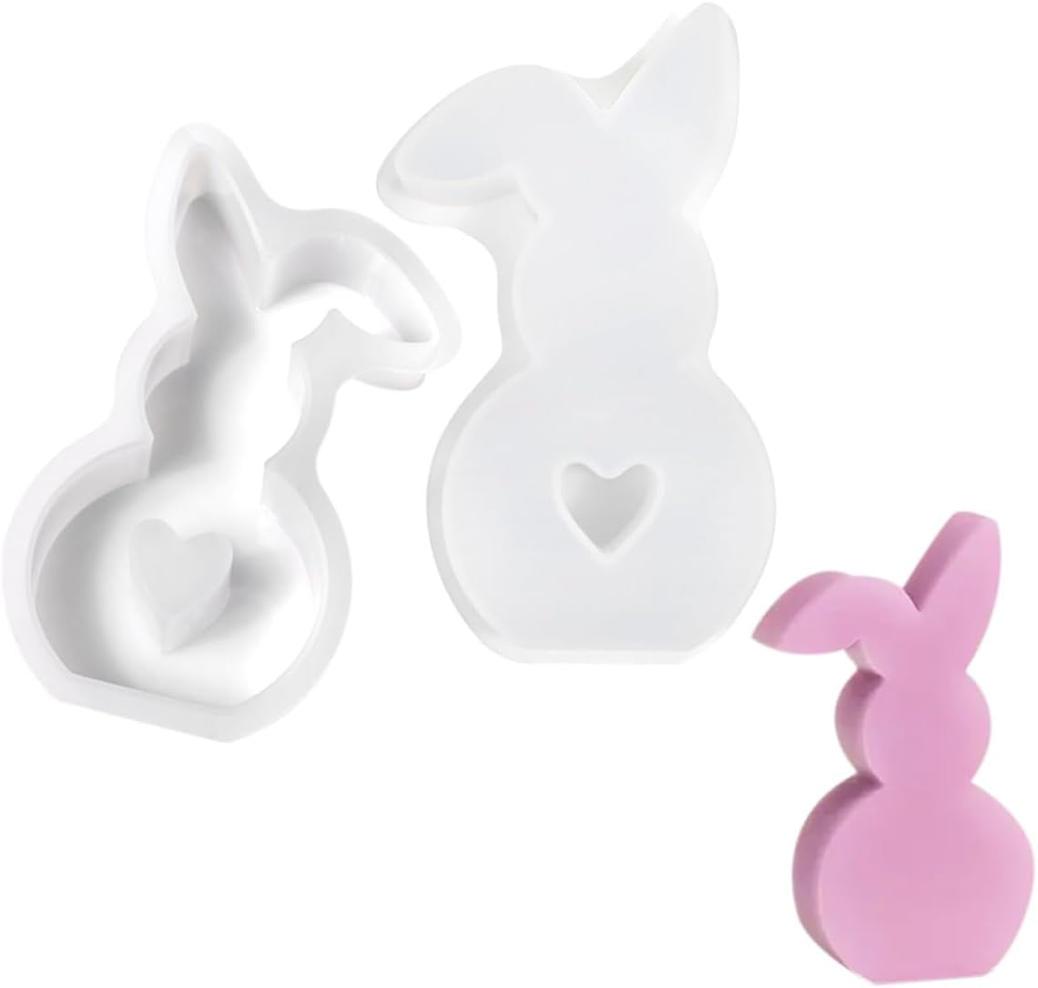 ABCISI 2Pcs Resin Bunny Shape Molds, Easter Rabbits Resin Molds, 3D ...