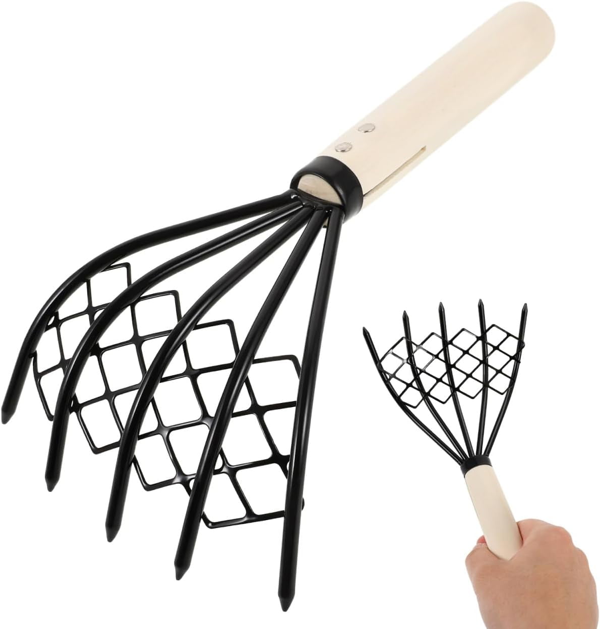 ABCISI 2pcs Clam Rakes with Mesh Net, 10 Inch Clamming Claws Shell ...