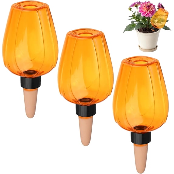 ABCISI 3-Pack Plant Self Watering Globes, 5.1 oz Plastic Rose Shaped ...