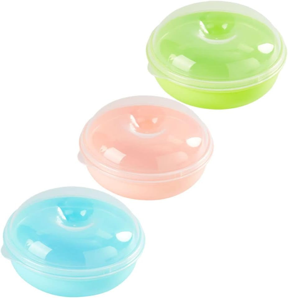 ABCISI 3 Pack Round Bread Storage Boxes with Lids, Reusable Bagel ...