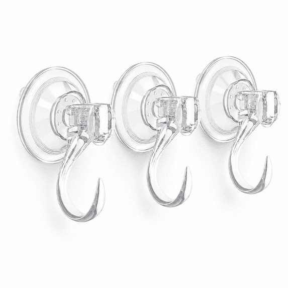 ABCISI 3 Pack Suction Cup Hooks, Clear Reusable No-Drill Wall Hooks for ...