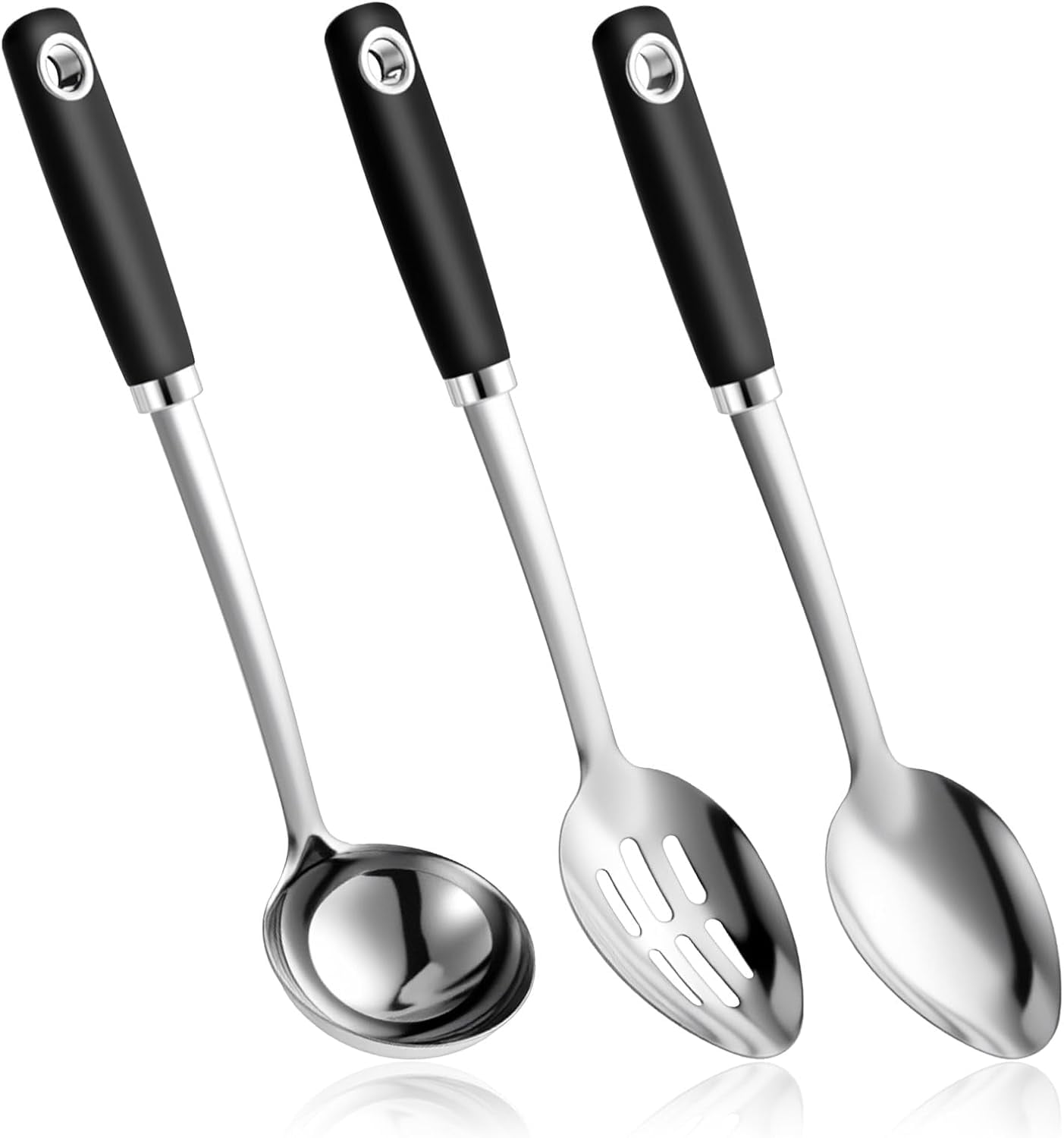 ABCISI 3-Piece 14-Inch Stainless Steel Spoons for Cooking Set, Big ...