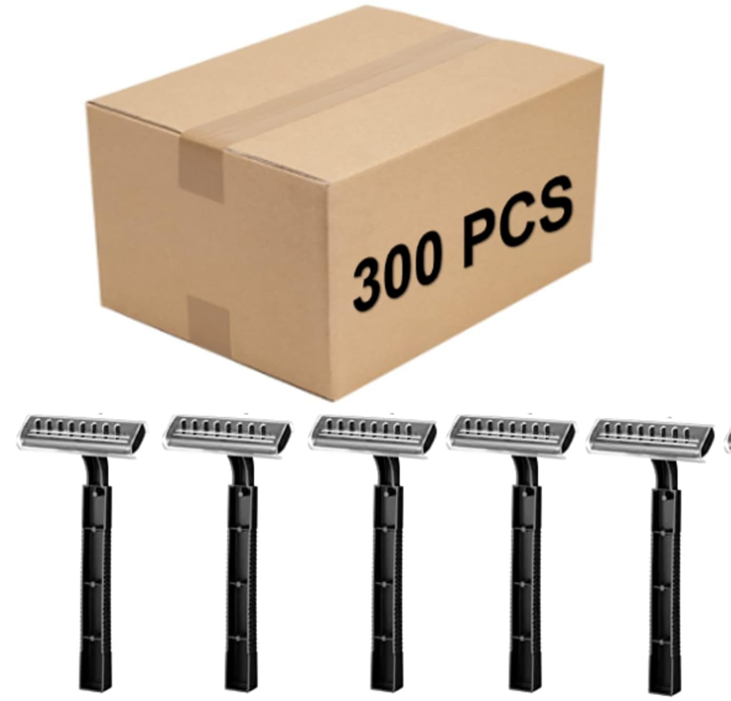 ABCISI 300 Pcs Disposable Razors Bulk with Clear Safety Cap Wrapped ...