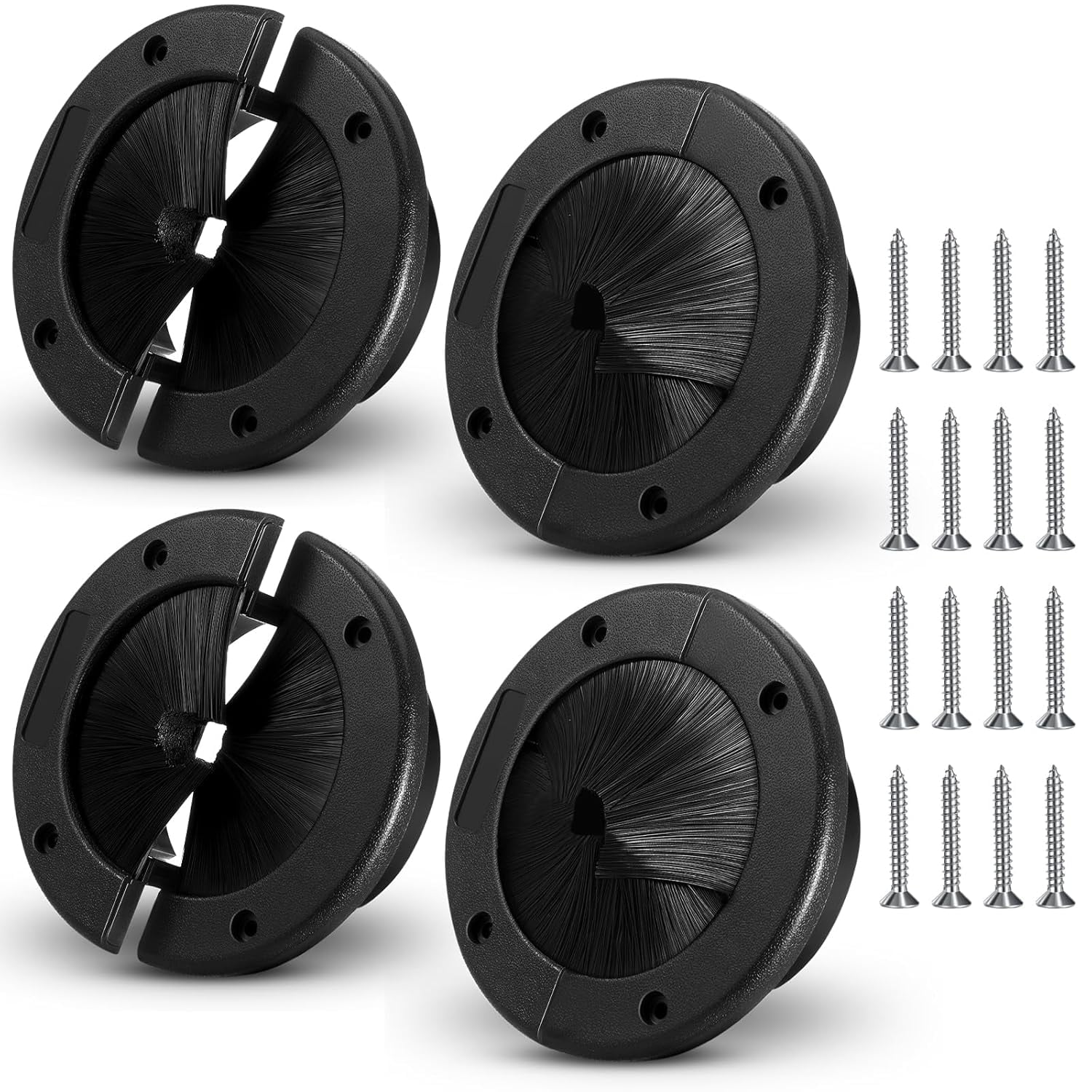 ABCISI 4 Pack 4" Round Brush Grommet, Large Split Grommet, Raised Floor ...