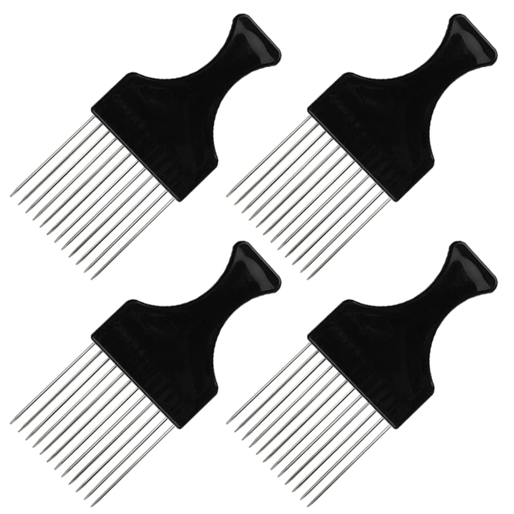 ABCISI 4 Pack Afro Combs, Metal Pick for Curly Hair Detangling ...