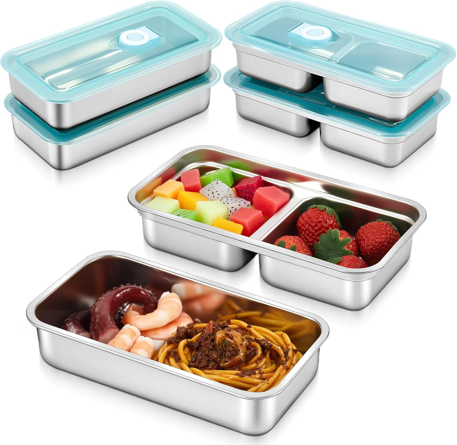 ABCISI 4 Pcs Stainless Steel Snack Containers, Grab and Go Snack ...
