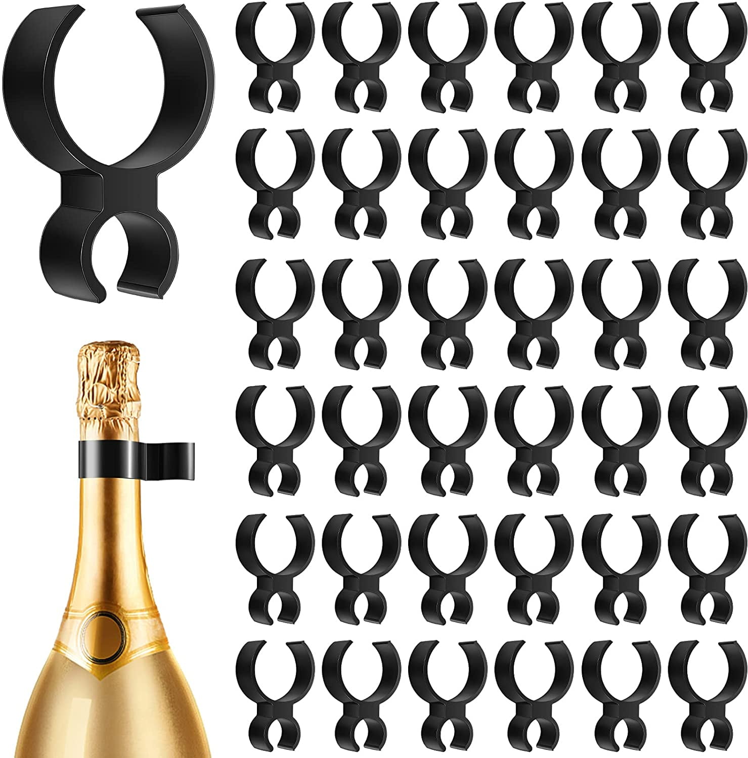 ABCISI 48 Piece Champagne Bottle Sparkler Clips - Plastic Single Holder ...