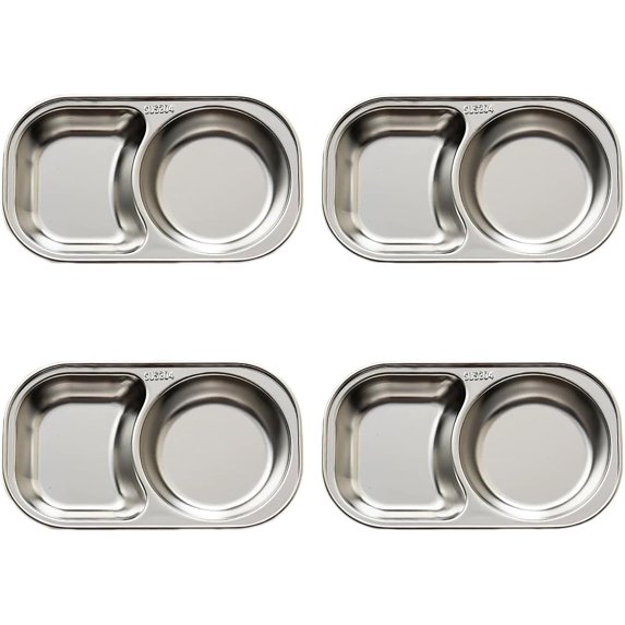 ABCISI 4pcs Stainless Steel Plates for Kid, 2 Compartment Divided Dish ...
