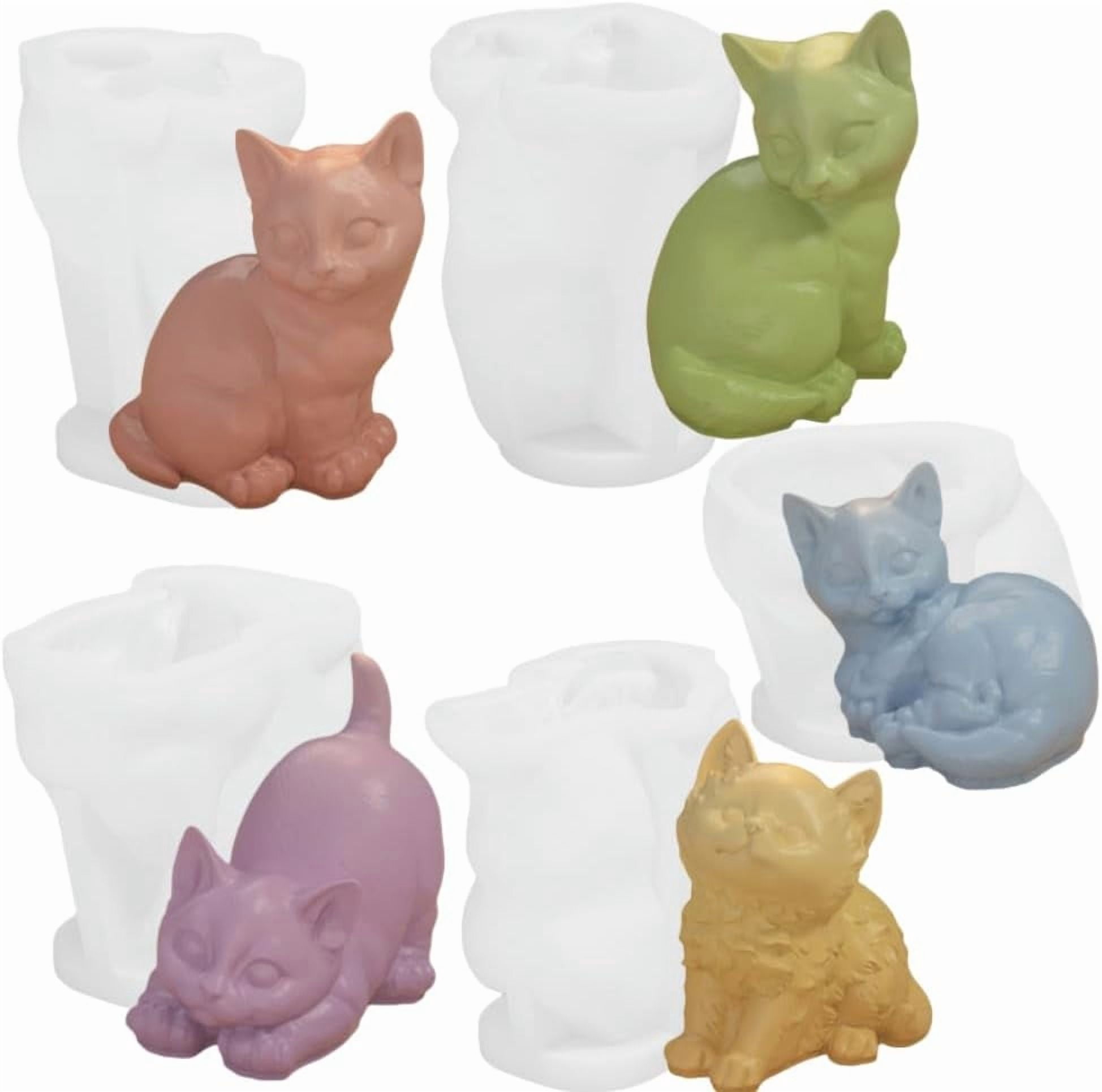 ABCISI 5 Cat Silicone Molds, Cute Mini Kitten Candle Mold for Soap Soy ...