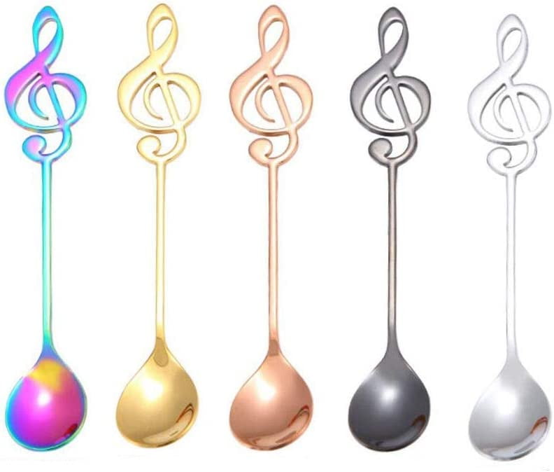 ABCISI 5 PCs Music Note handle spoons, Creative Cartoon Cake Ice Cream ...