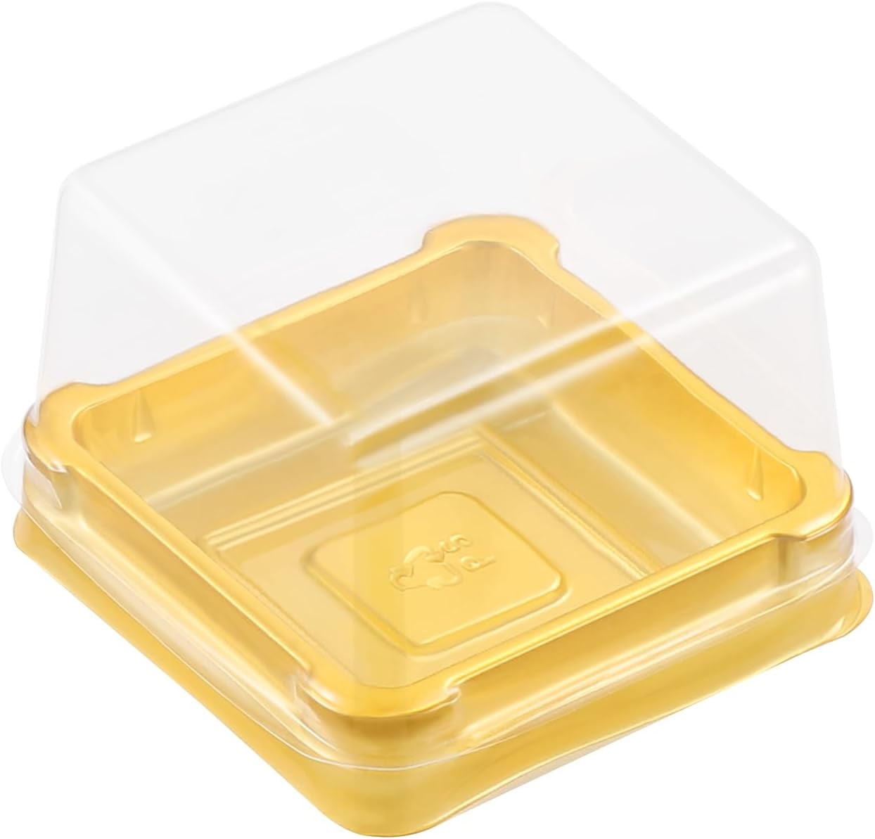 ABCISI 50 Pcs Plastic Square Mooncake Boxes, Golden Dessert Packing ...