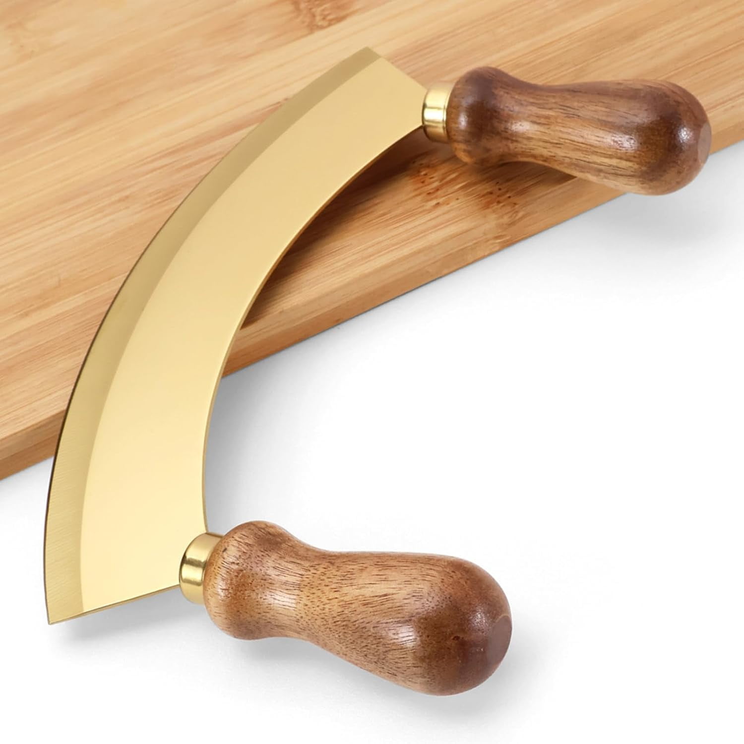 ABCISI 6.8 Inch Stainless Steel Mezzaluna Knife, Salad Rocker Chopper ...